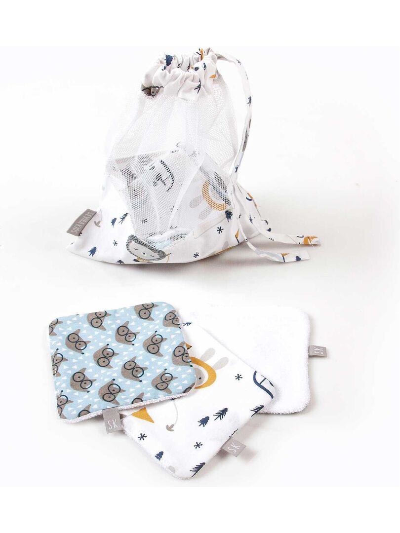 Lingettes bébé lavables en 100% coton 8 pièces, Eskimo - Bleu - Kiabi - nu€