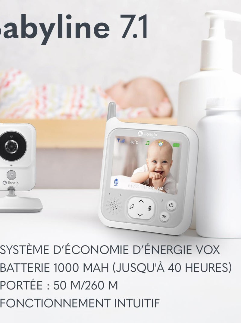 LIONELO Babyline 7.1 - Babyphone vidéo sans fil - Jusqu'à 40 heures ...