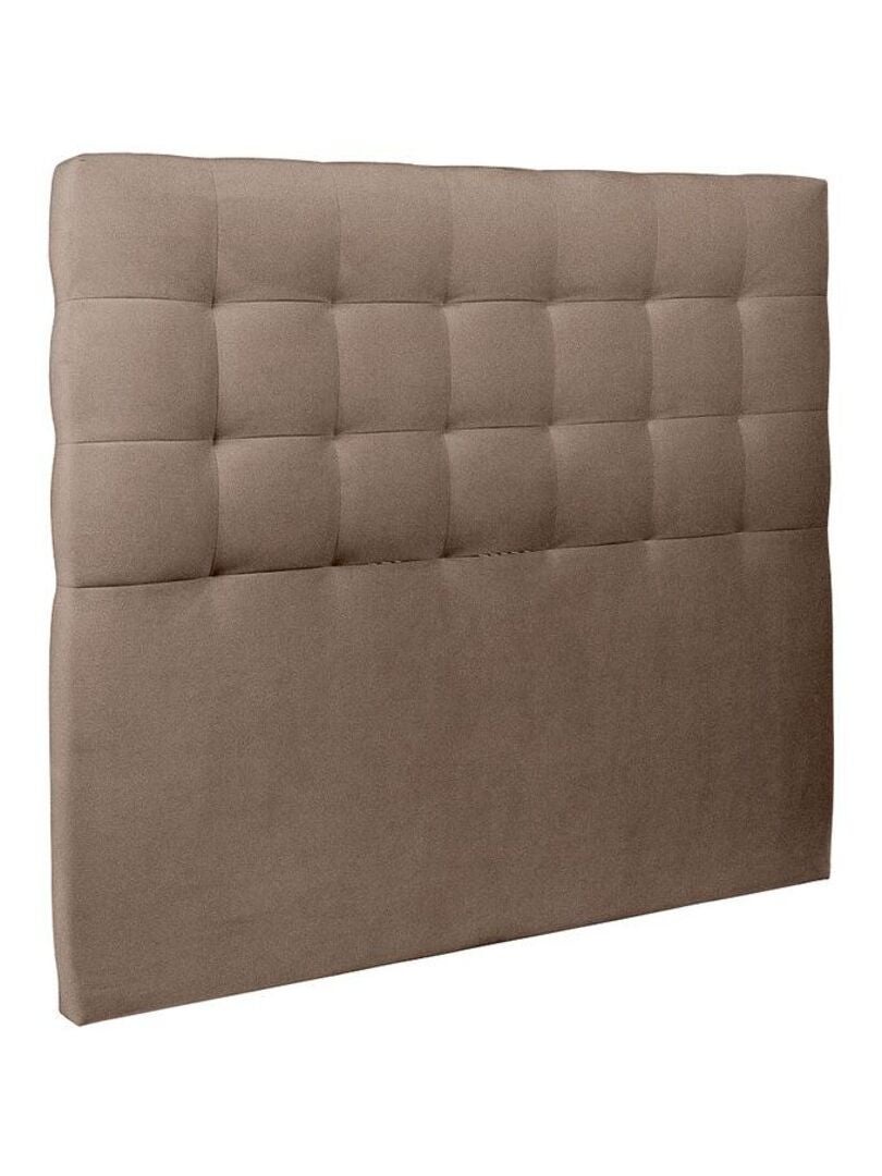 Lit 135x190cm avec tête de lit capitonnee velours et sommier kit taupe ...
