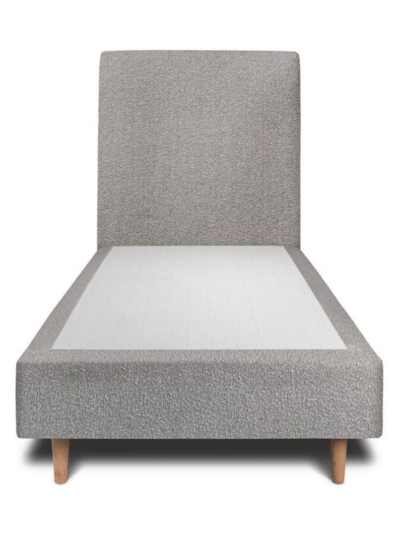 Lit 90x190cm avec tête de lit tapissier bouclette et sommier tapissier ...