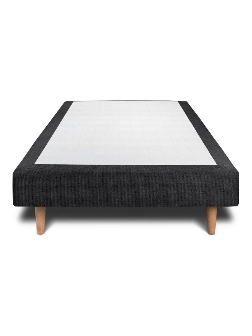 Lit 90x200cm avec tête de lit tapissier tissu et sommier tapissier Noir - Hauteur totale : 29cm ...