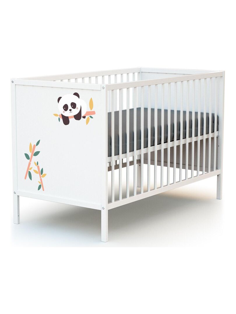 Lit bébé en bois Panda - Blanc Noir - Kiabi - nu€