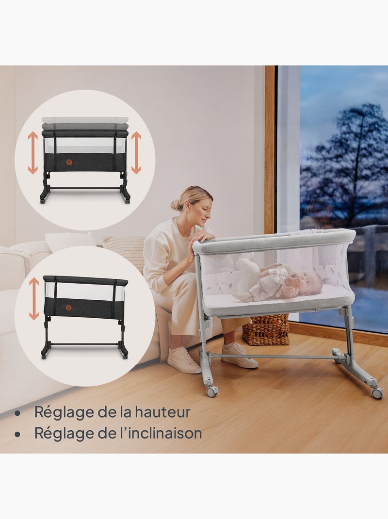 Lit cododo bébé 3en1 LIONELO Aurora - Réglable en hauteur et ...