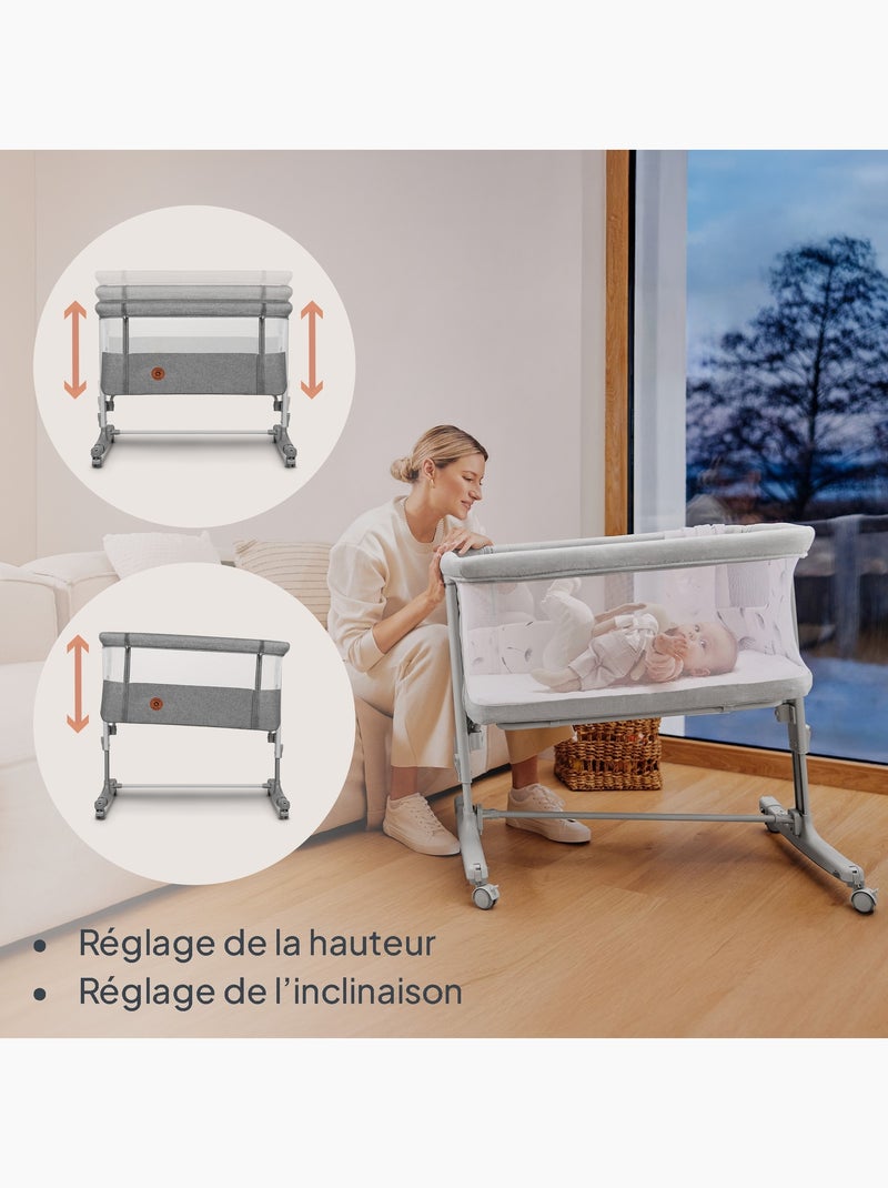 Lit cododo bébé 3en1 LIONELO Aurora - Réglable en hauteur et ...
