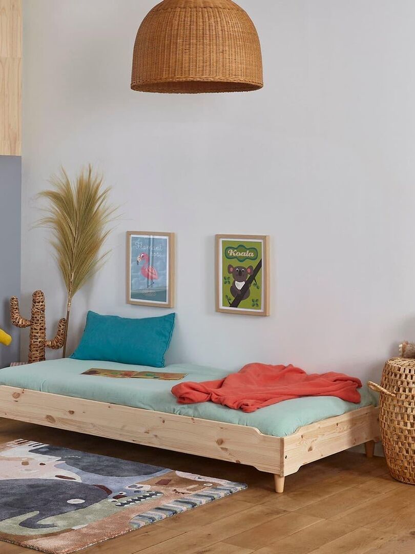 Lit empilable avec pieds et matelas Jelly - AKITEN RETAIL - Gris ...