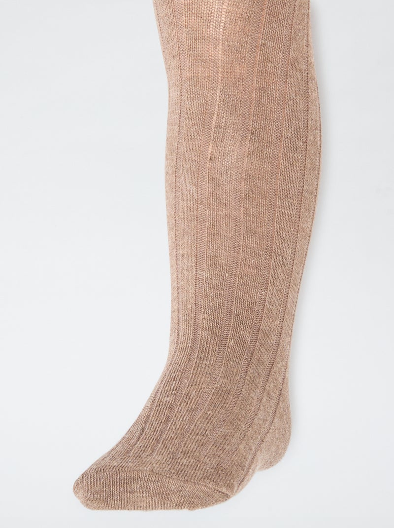 Lot de 2 collants côtelés chauds - Marron - Bébé fille - 9.00€ - Kiabi