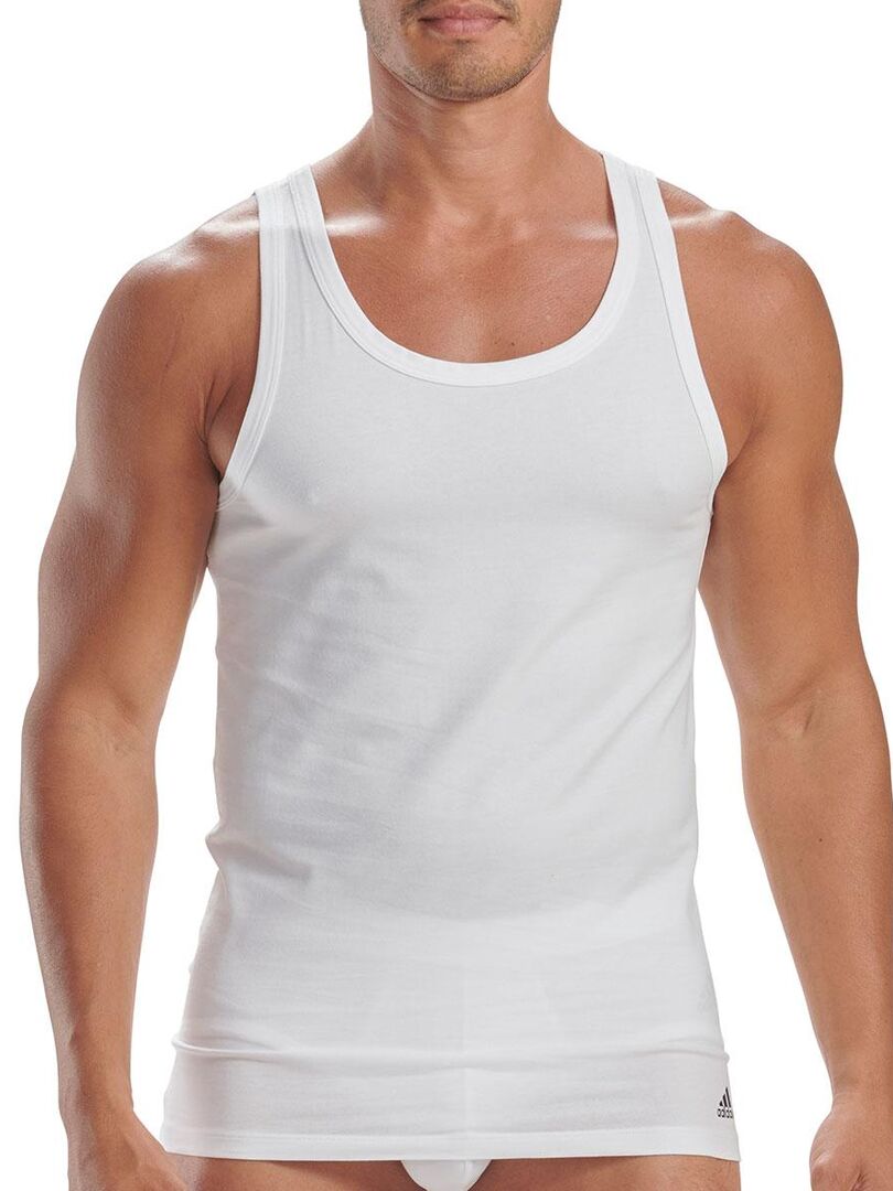 Lot de 2 débardeurs homme Active Flex Coton 3 Stripes Adidas - Blanc ...