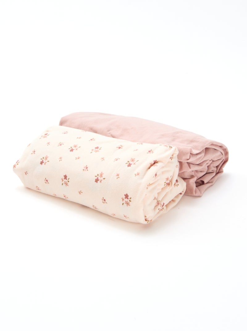 Lot de 2 draps housse en coton - Rose - 14.00€ - Kiabi