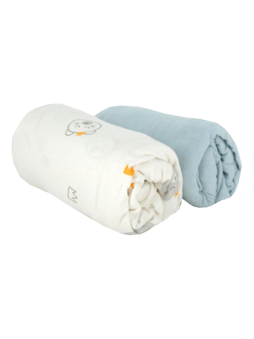 Lot De 2 Draps Housses 60x120 Cm Ours Bleu Gris Bleu Kiabi Nu€