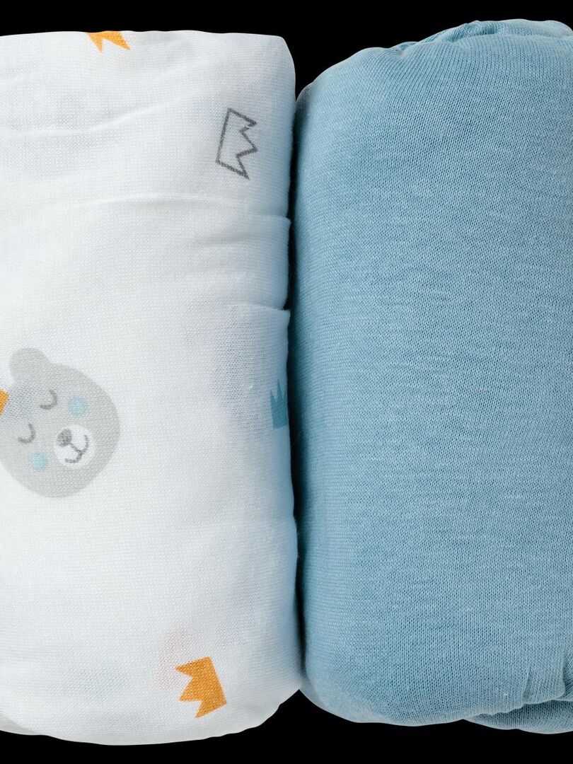 Lot De 2 Draps Housses 60x120 Cm Ours Bleu Gris Bleu Kiabi Nu€