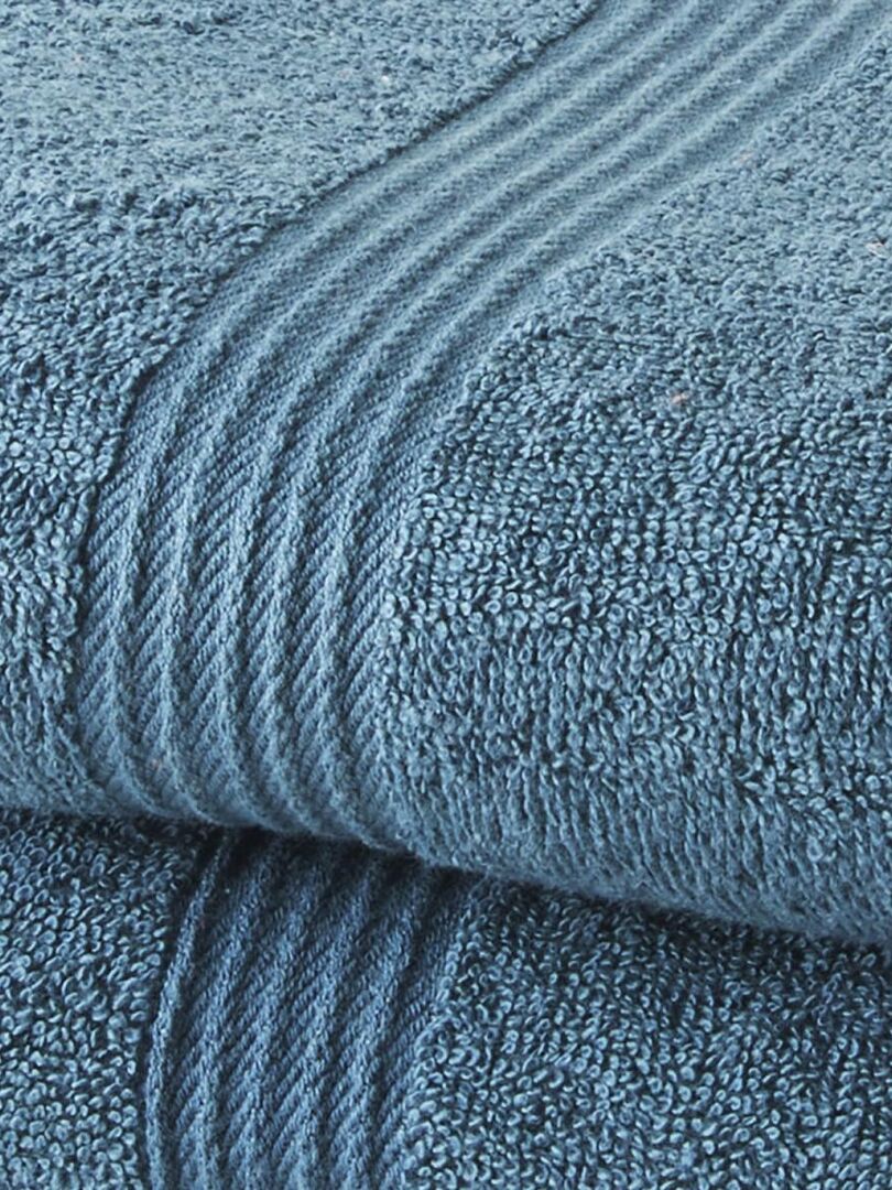 Lot de 2 serviettes de toilette coton uni ESSENTIAL - Bleu pétrole ...
