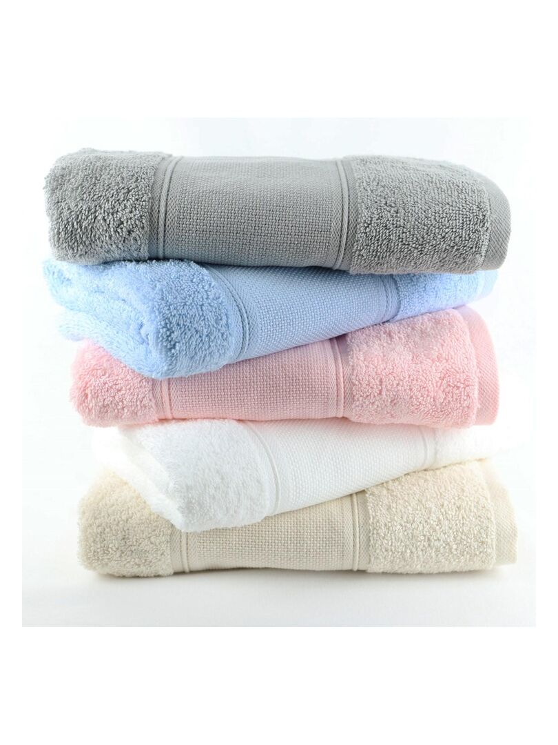 Lot de 2 serviettes invité en coton bouclette éponge avec bande à ...