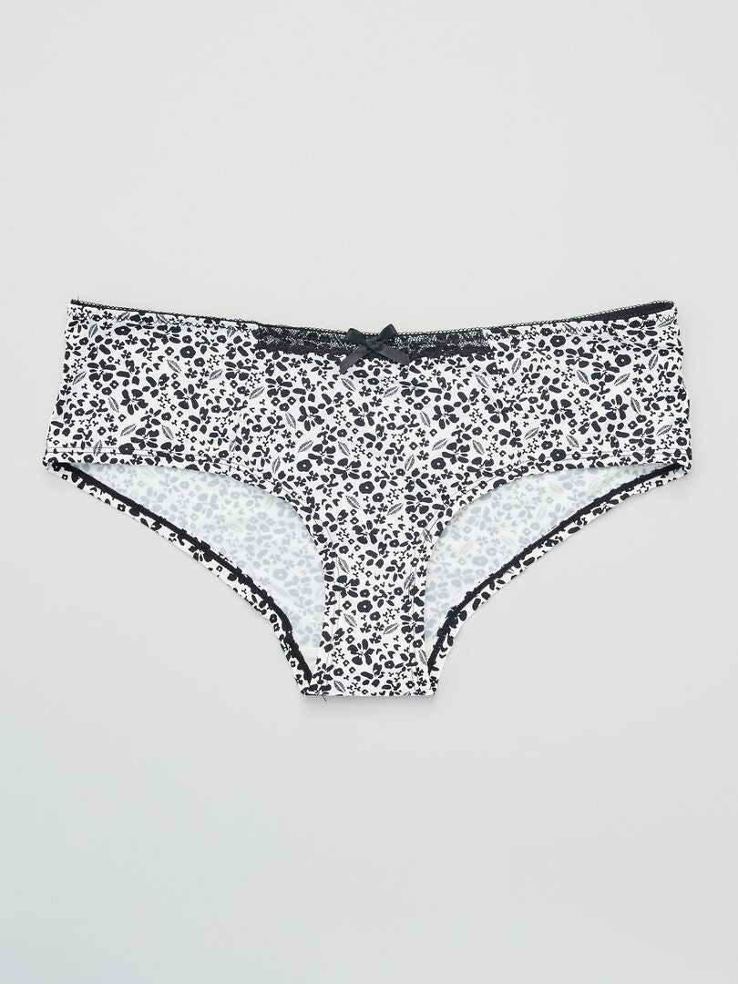 Lot de 2 shorties 'Envie de lingerie' - blanc/noir - Kiabi - 4.00€