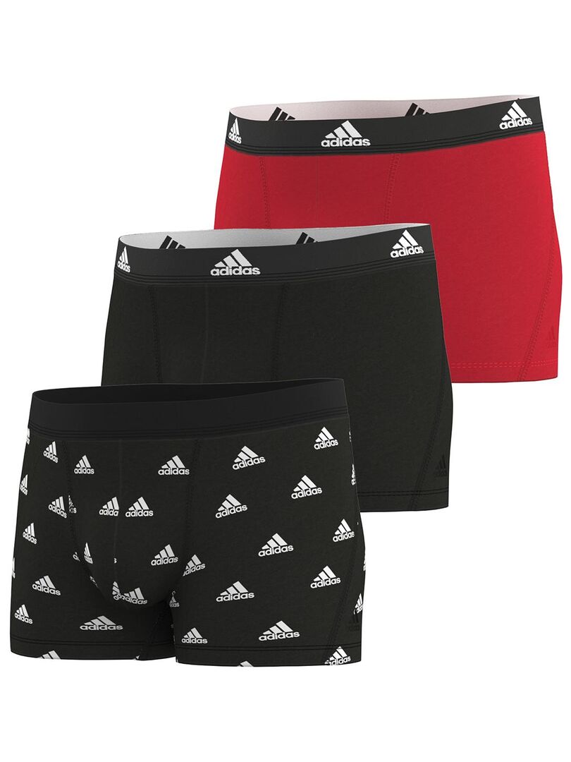 Lot de 3 boxers homme Active Flex Coton Adidas - Noir Rouge - Kiabi - nu€