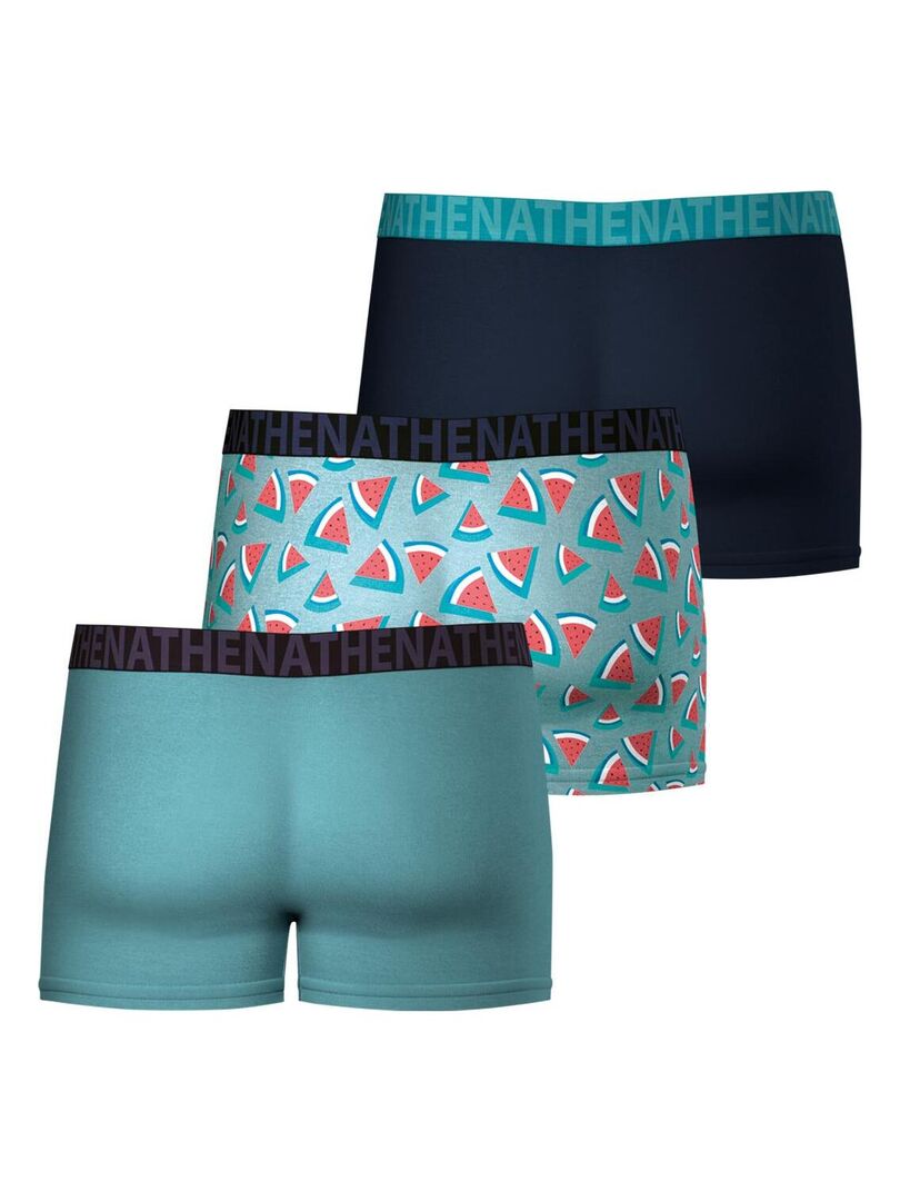 Lot de 3 boxers homme Easy Fun Athena - Bleu turquoise - Kiabi - 33.90€
