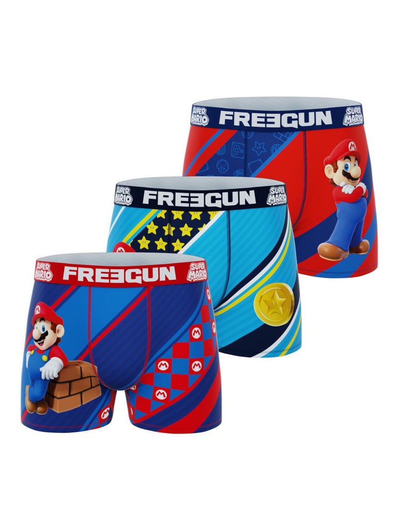 Lot de 3 boxers homme Super Mario Bros Freegun - Bleu Rouge Noir ...