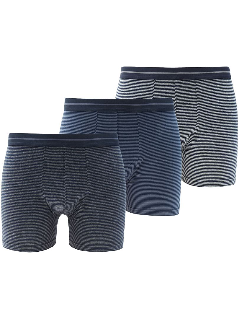 Lot de 3 boxers longs - gris/bleu - Kiabi - 14.00€