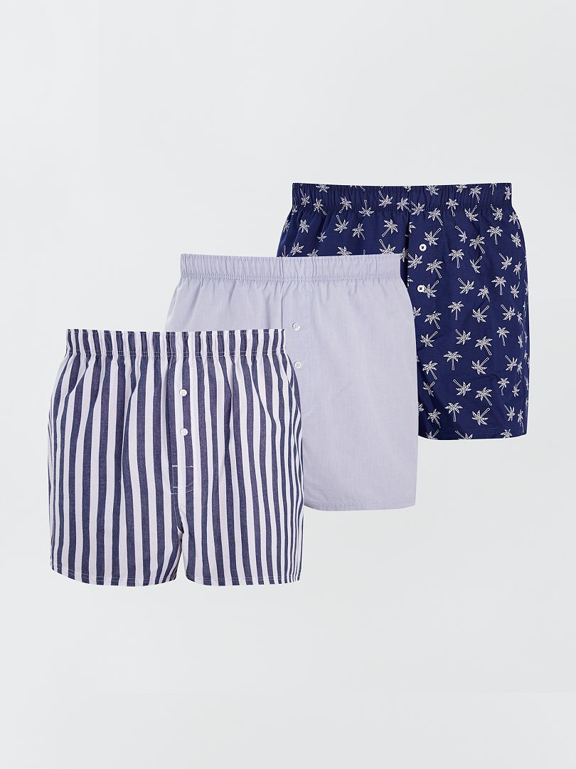 Lot de 3 caleçons pur coton - bleu - Kiabi - 14.00€