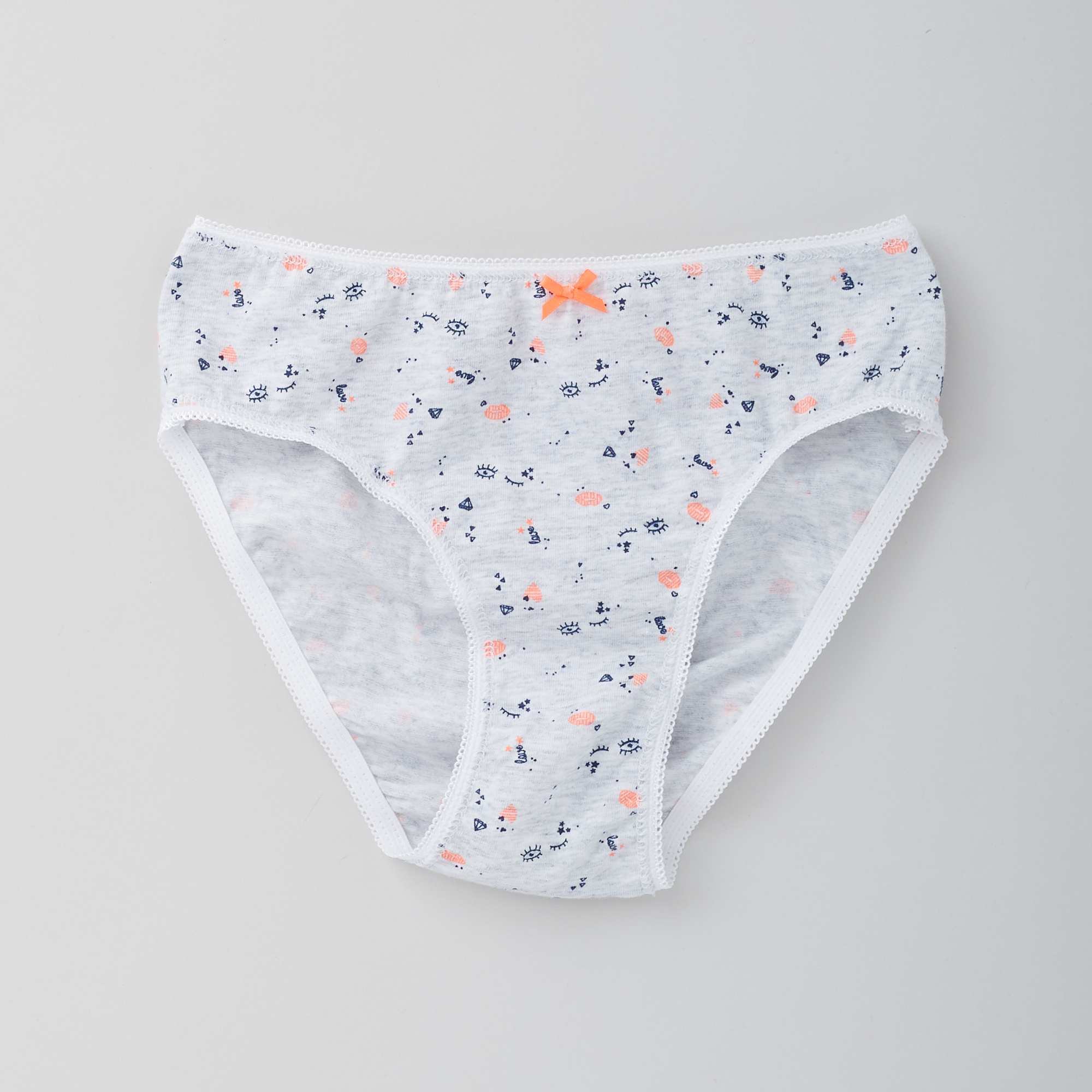Lot De 3 Culottes Stretch Absorba Fille Adolescente Gris Blanc Bleu