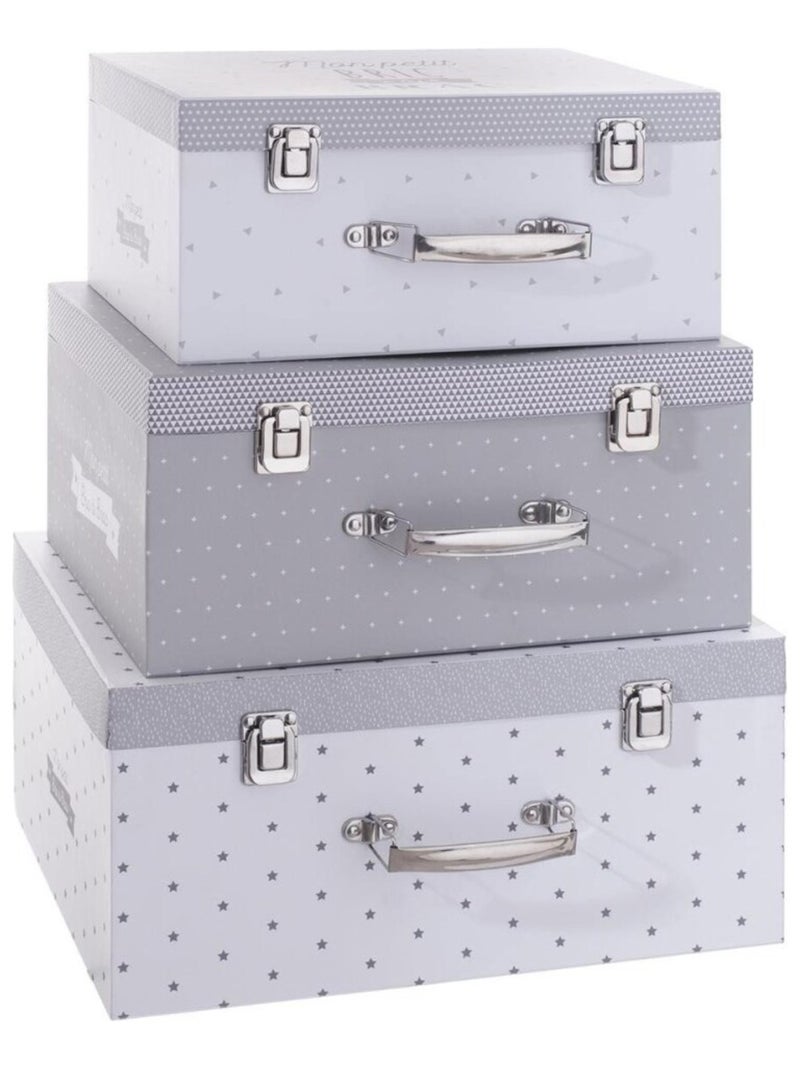 Lot de 3 malles de rangement Mon petit bric à brac gris - Gris - Kiabi - nu€