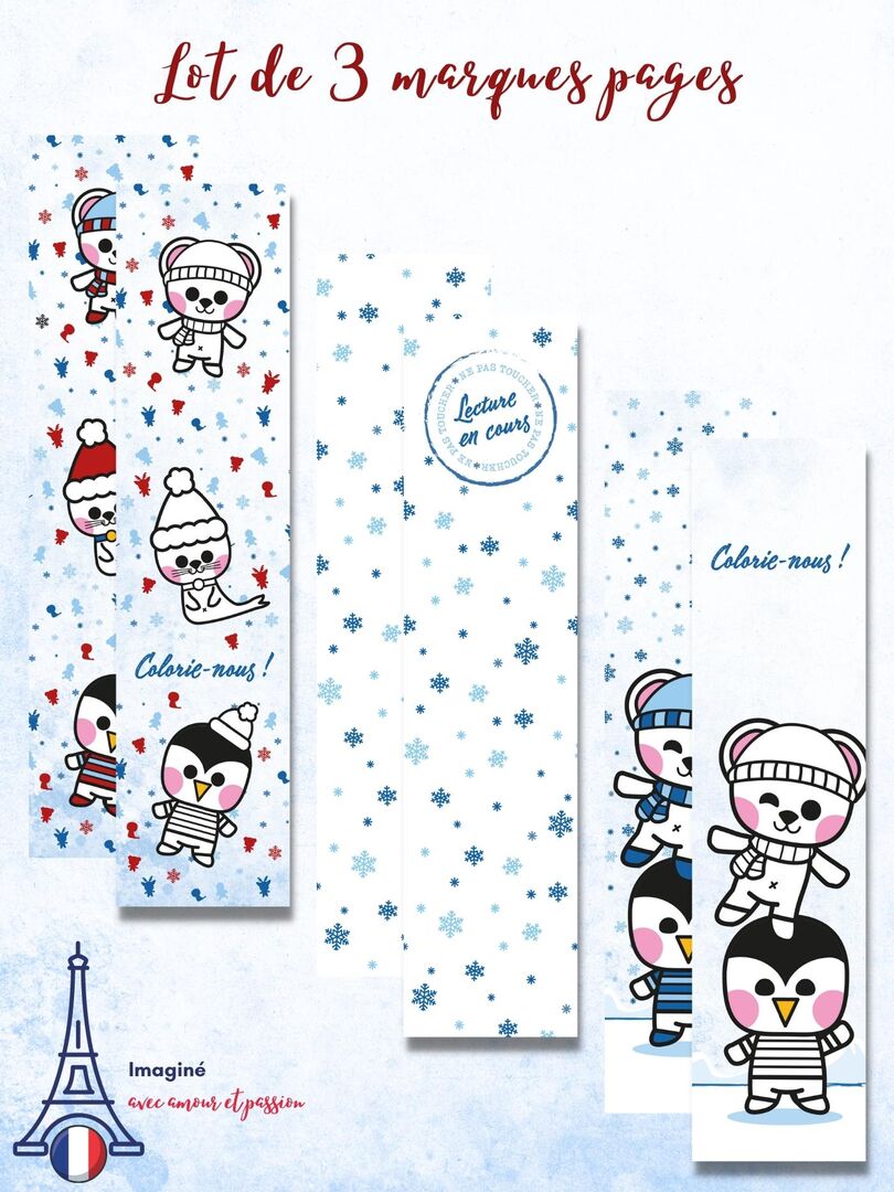 Lot De 3 Marque Pages De Noël | Version Polaire | Marque Pages À ...