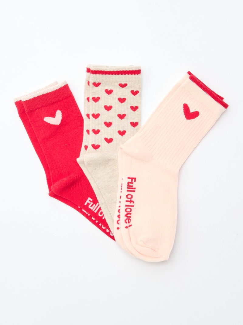 Lot de 3 paires de chaussette - Rouge - Fille - 6.00€ - Kiabi