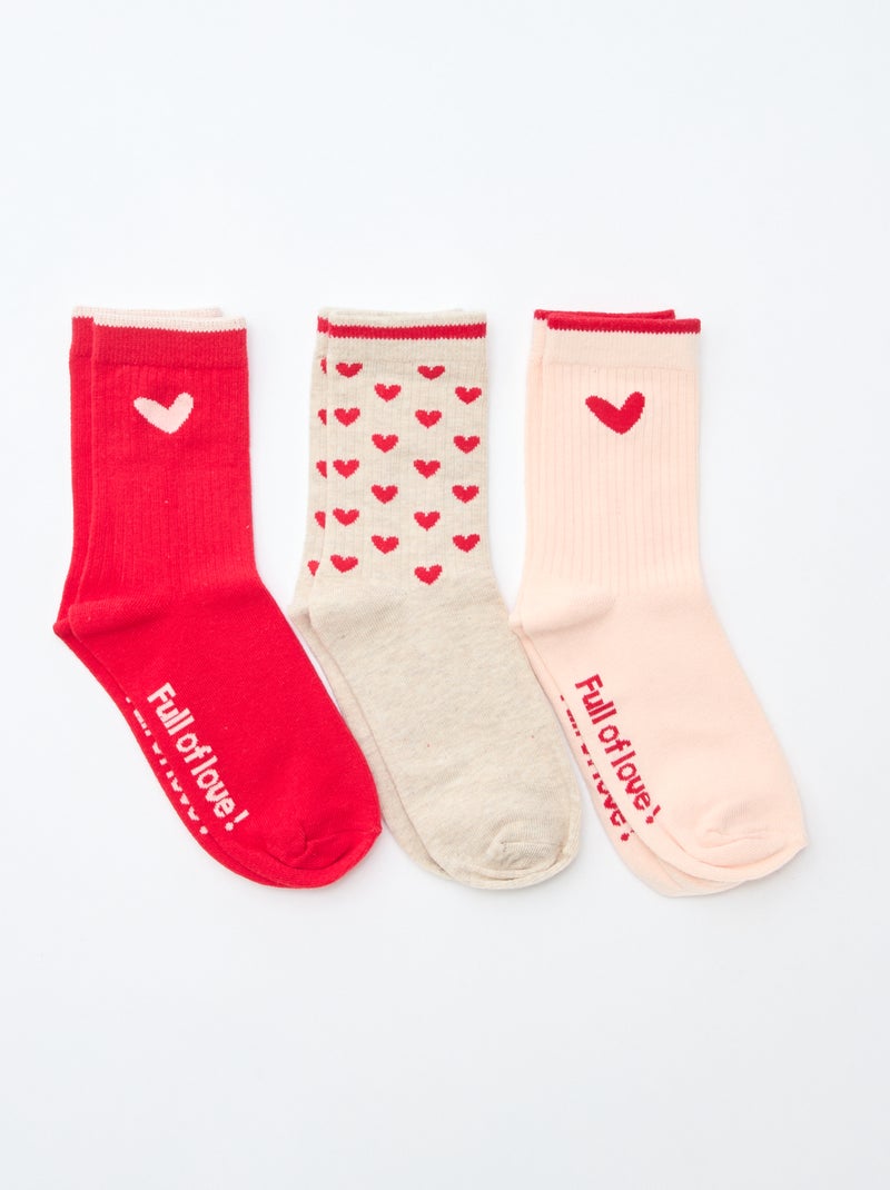 Lot de 3 paires de chaussette - Rouge - Fille - 6.00€ - Kiabi