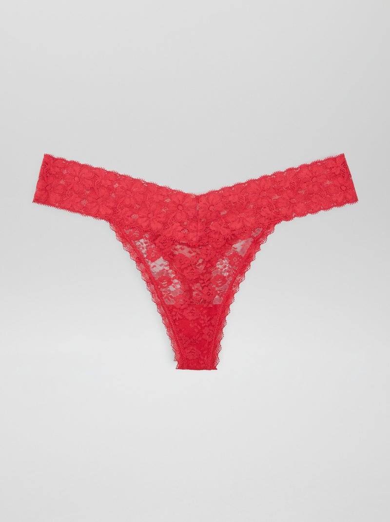 Lot de 3 strings dentelle - Blanc/rouge/noir - Femme - 2.70€ - Kiabi