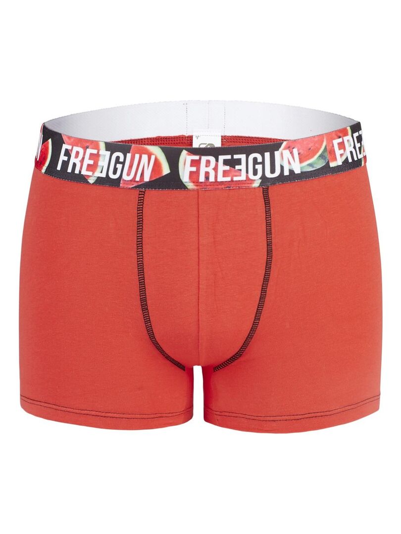 Lot de 4 boxers homme Coton Bio Multicolore Freegun - Rouge - Kiabi - nu€