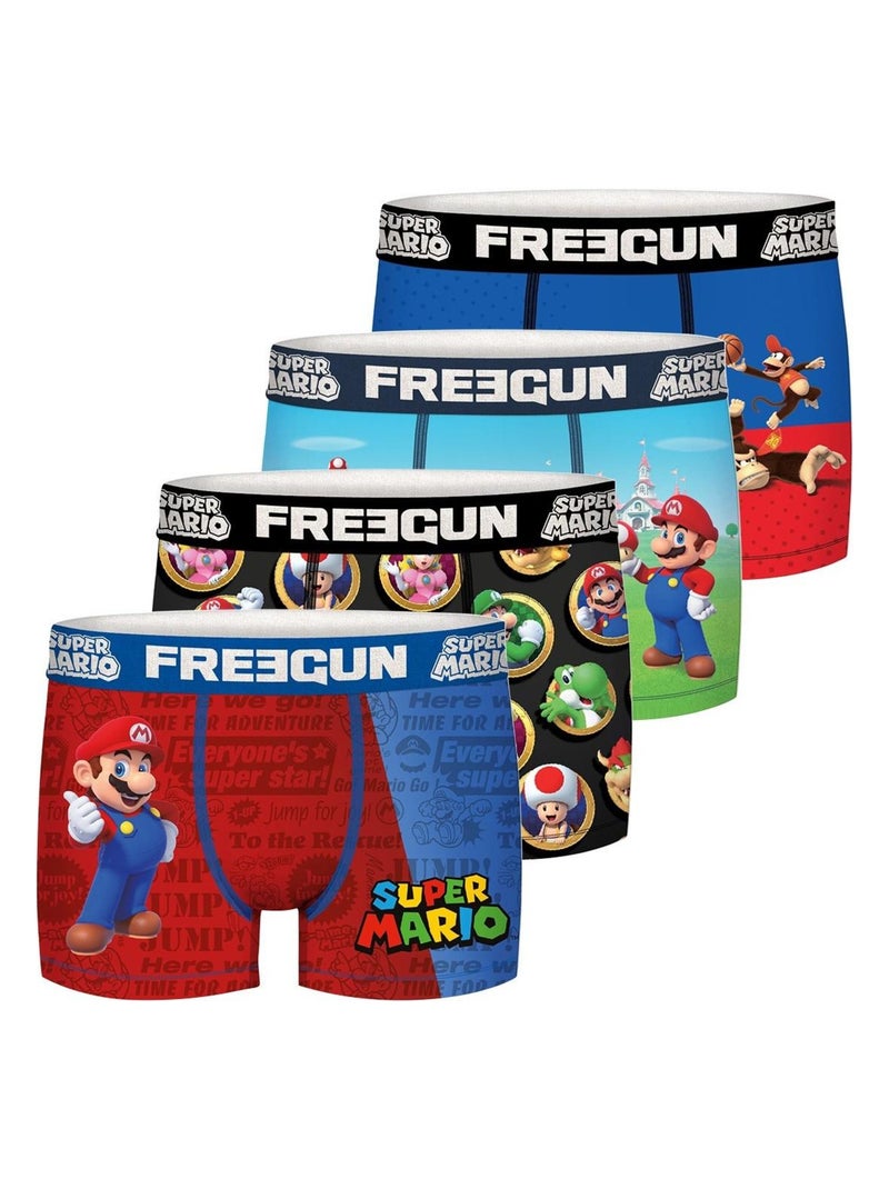 Lot de 4 Boxers homme Super Mario Freegun - Bleu - Kiabi - nu€