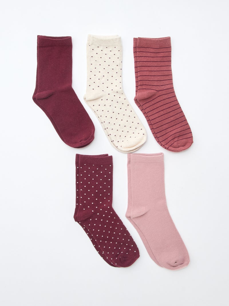 Lot de 5 paires de chaussettes - Rouge - Femme - 6.00€ - Kiabi