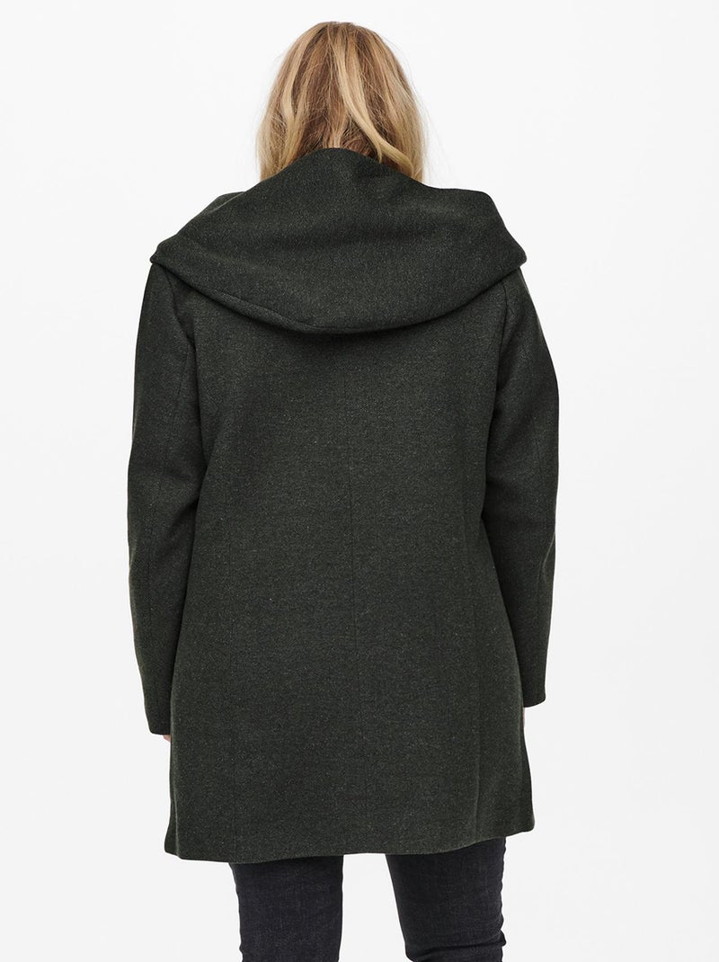 Manteau long à capuche - Kaki - Grandes tailles - 55.00€ - Kiabi