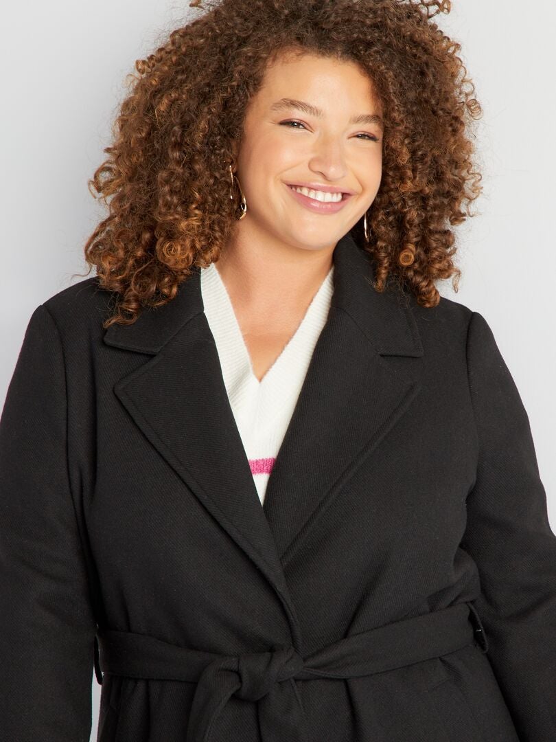 Manteau long avec ceinture à nouer - noir - Kiabi - 59.00€