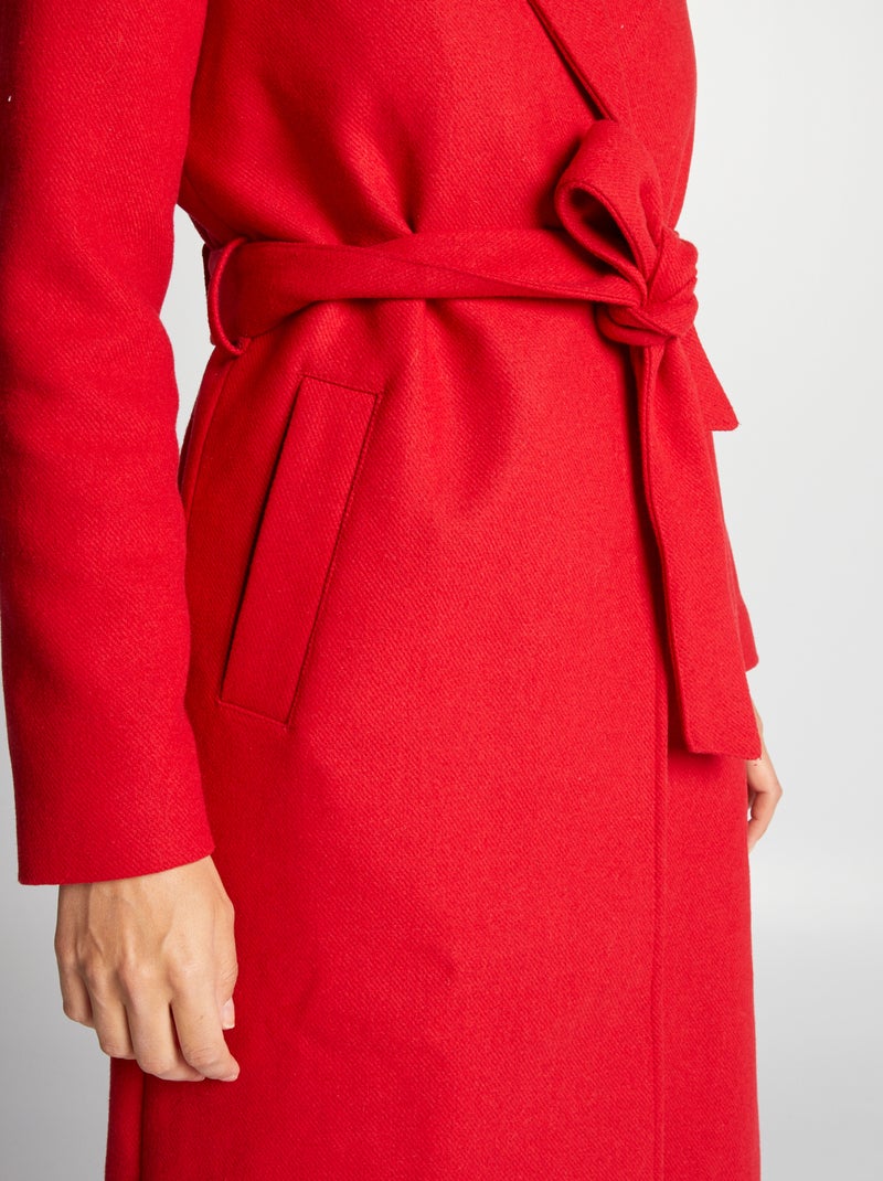 Manteau long ceinturé - Rouge - Kiabi - 49.00€