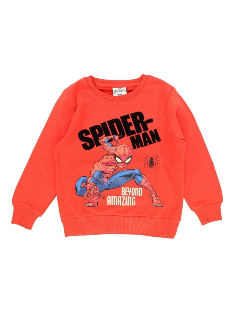 Marvel - Sweat garçon imprimé Spiderman en coton - Rouge - Kiabi - nu€