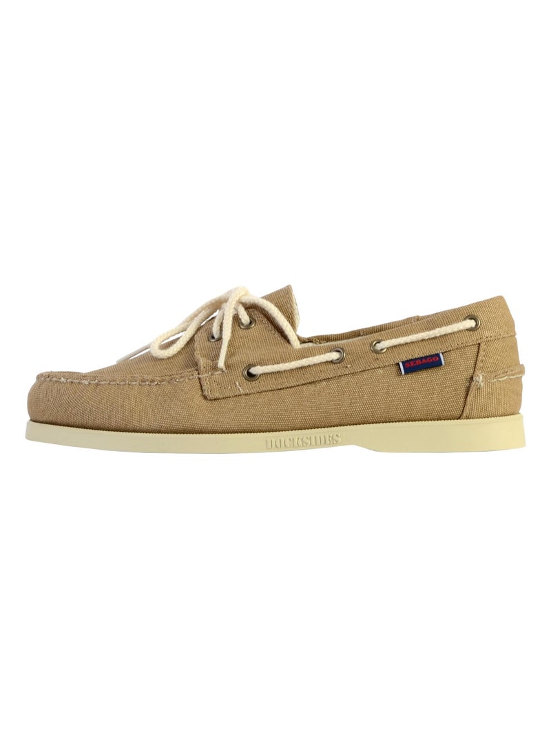 Mocassin à Lacets Docksides Sebago 100Z Washed Canvas - Beige - Kiabi - nu€