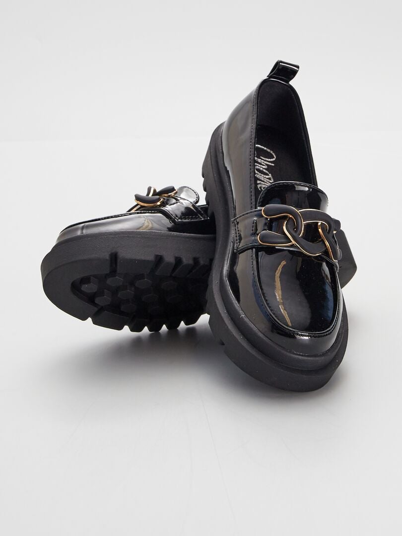 Mocassins à Semelle Crantée En Vernis Noir Kiabi 1500€