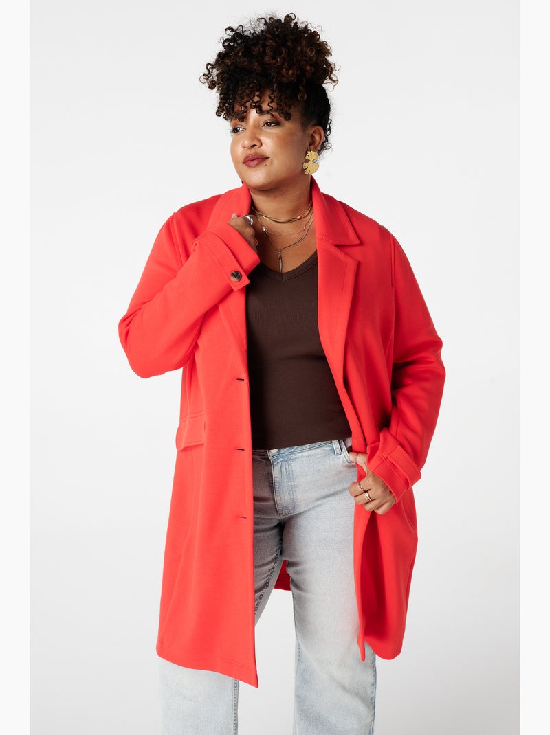 MS MODE Manteaux Manteau avec fermeture à boutons - Rouge - Grandes ...