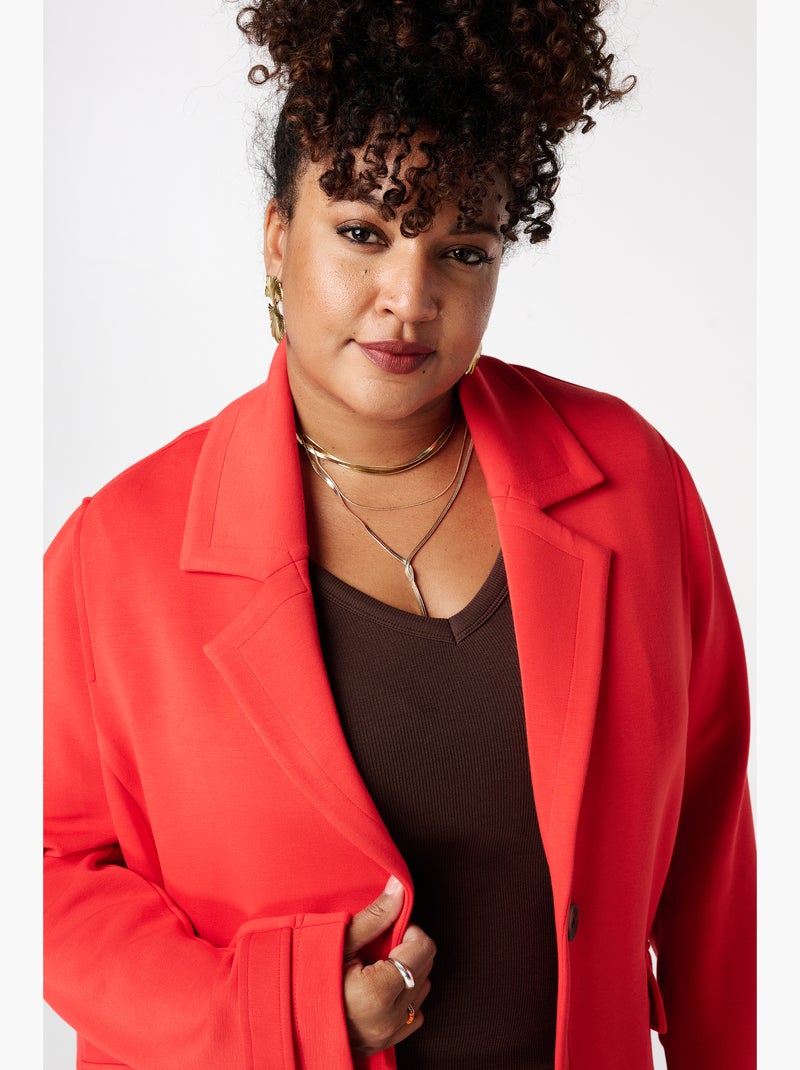 MS MODE Manteaux Manteau avec fermeture à boutons - Rouge - Grandes ...