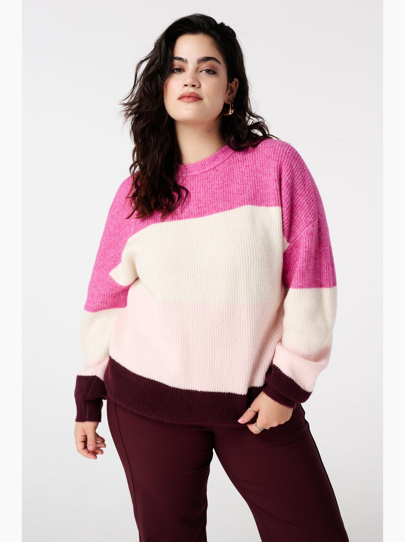 MS MODE Pull Pull avec manches évasées - Rose saumon - Grandes tailles ...