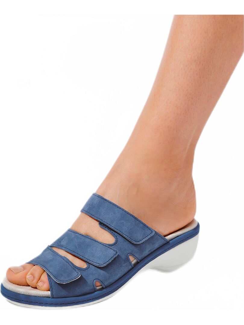 Mule compensée grande largeur scratchée - Bleu - Kiabi - nu€