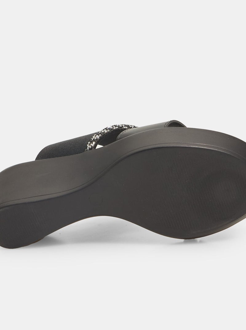 Mules à lanières pour femme avec semelle compensée et application bijou ...