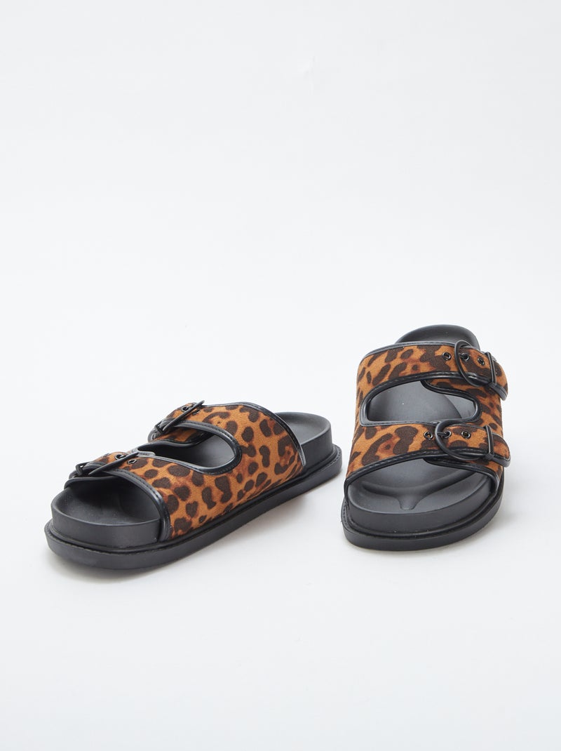 Mules épaisses avec imprimé léopard - MARRON - Femme - 0.00€ - Kiabi