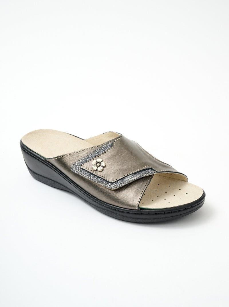 Mules grande largeur cuir - Afibel - Bronze - Femme - 0.00€ - Kiabi