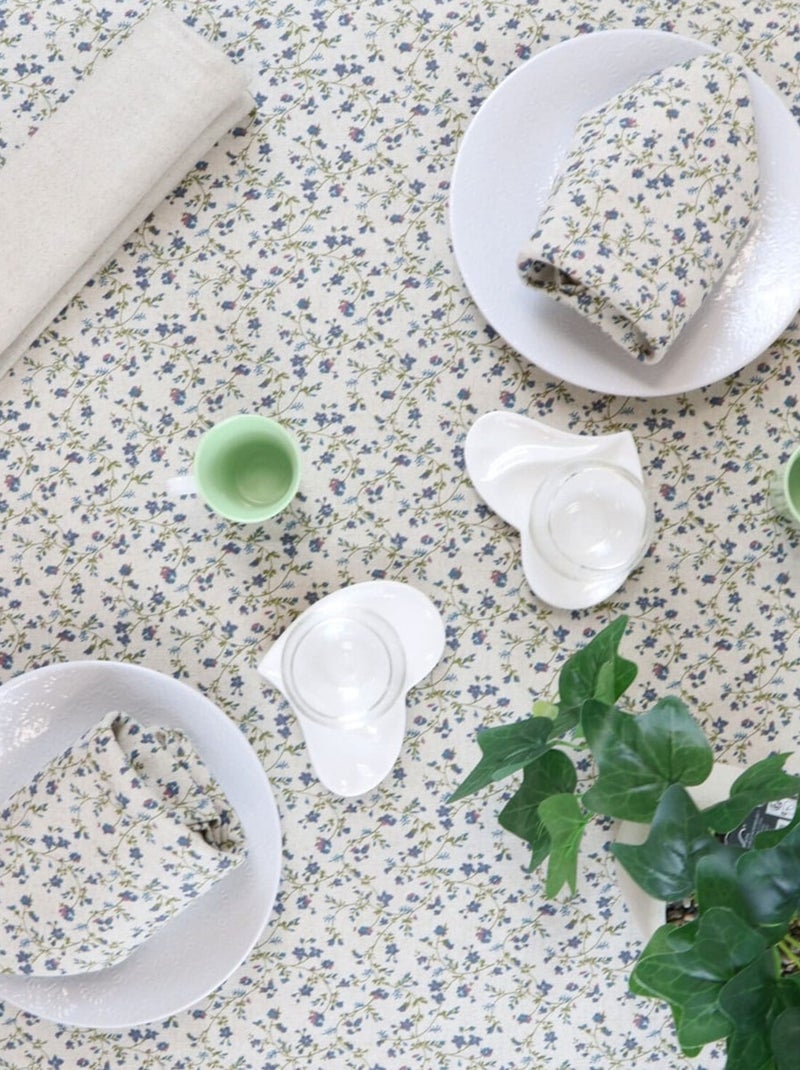 Nappe coton lin naturel FLORALIE - Bleu - 39.90€ - Kiabi