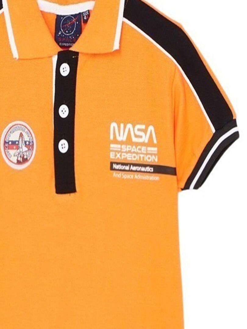 Nasa - Polo garçon imprimé logo en coton - Orange - Kiabi - 14.90€