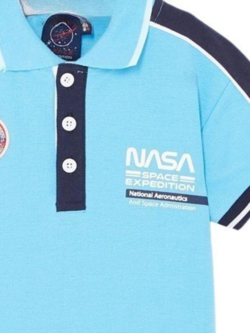Nasa - Polo imprimé logo en coton - Bleu - Kiabi - 14.90€