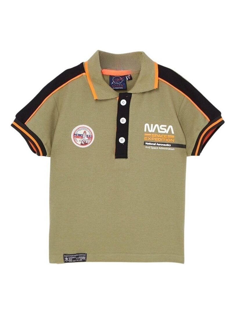 Nasa - Polo imprimé logo en coton - Kaki - Kiabi - 10.43€