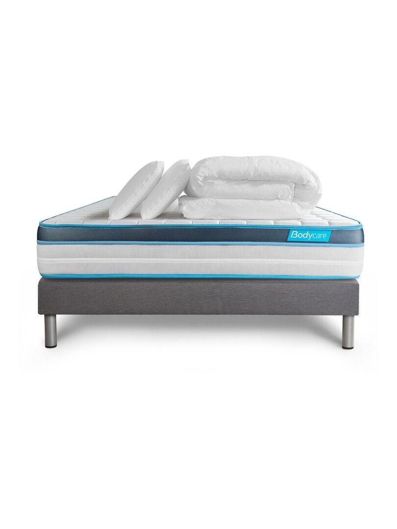 Pack 180x200 matelas BodyFit + sommier kit gris + Couette 260x240cm + 2 ...