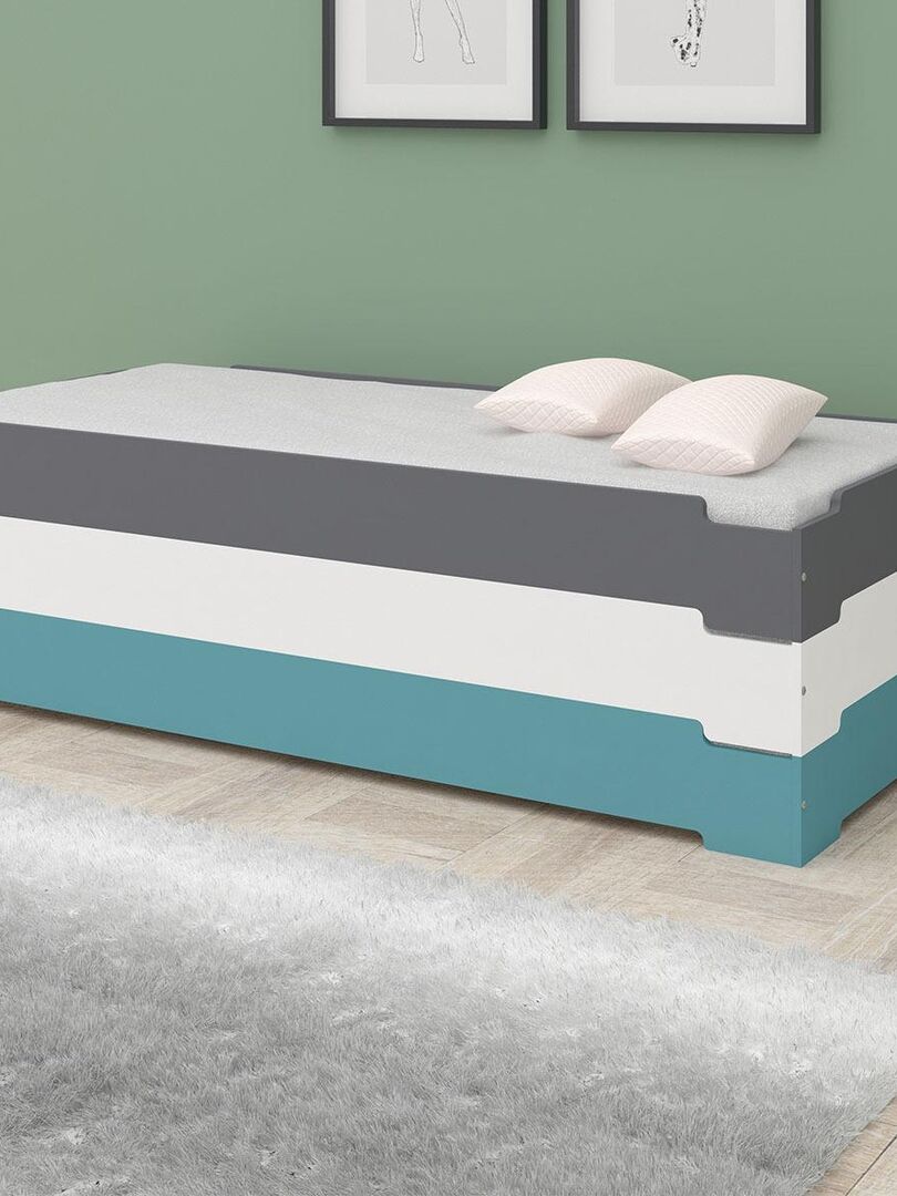 Pack lit empilable avec matelas Stack - AKITEN RETAIL - Blanc Blanc ...